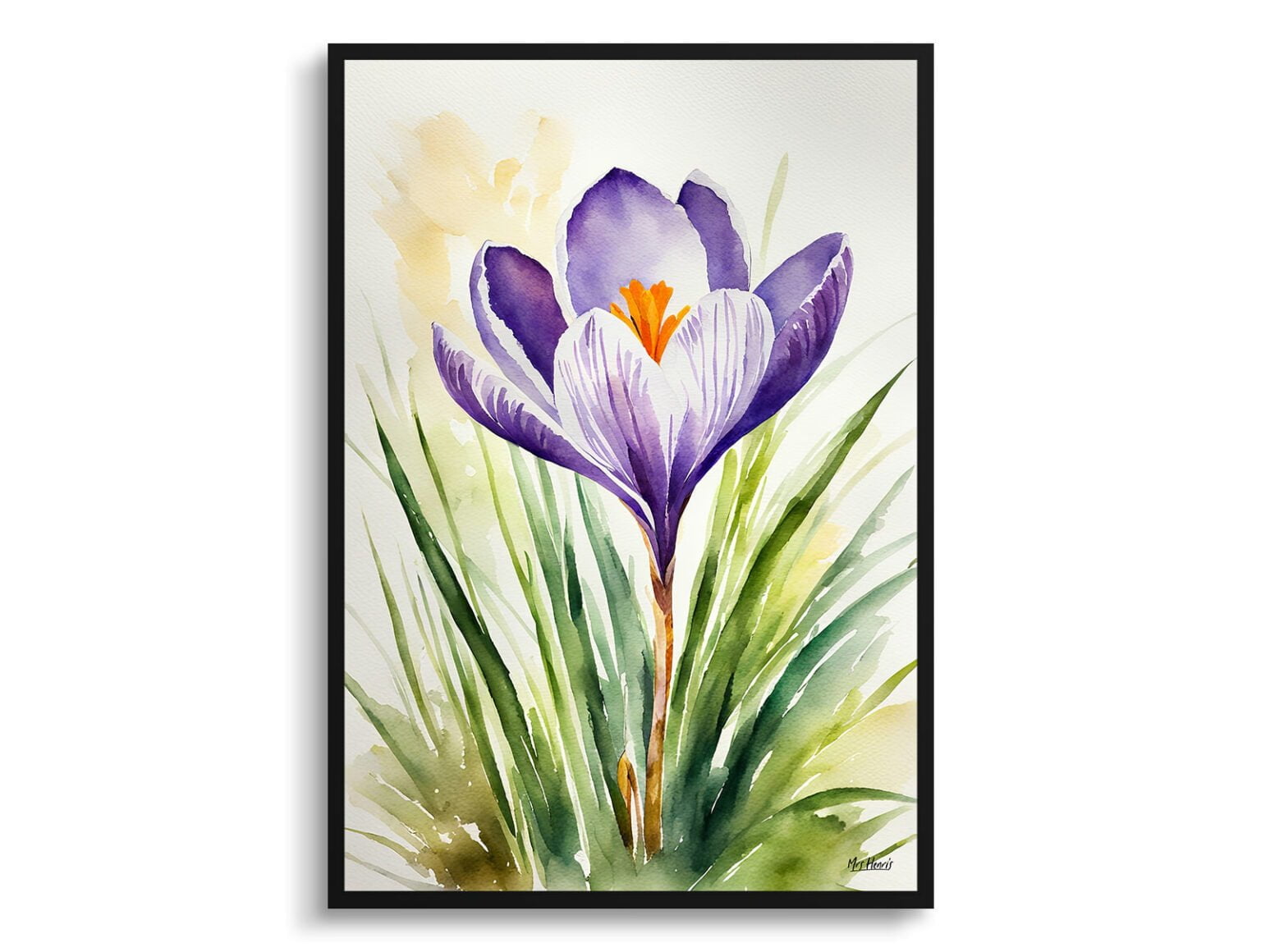 Meadow Saffron Watercolour Botanical Art Print - Crocus Framed Plant ...