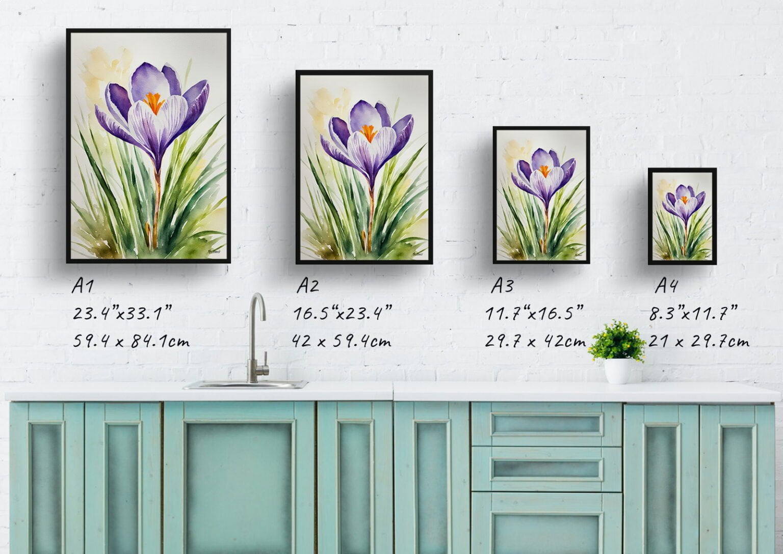 Meadow Saffron Watercolour Botanical Art Print - Crocus Framed Plant ...