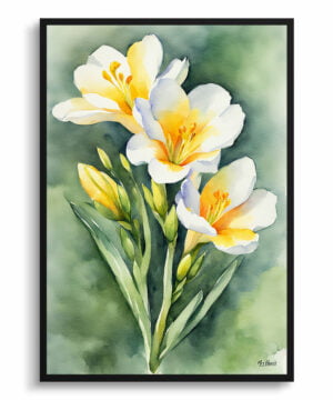 Cape-cowslip Watercolour Botanical Art Print - Freesia Framed Plant ...