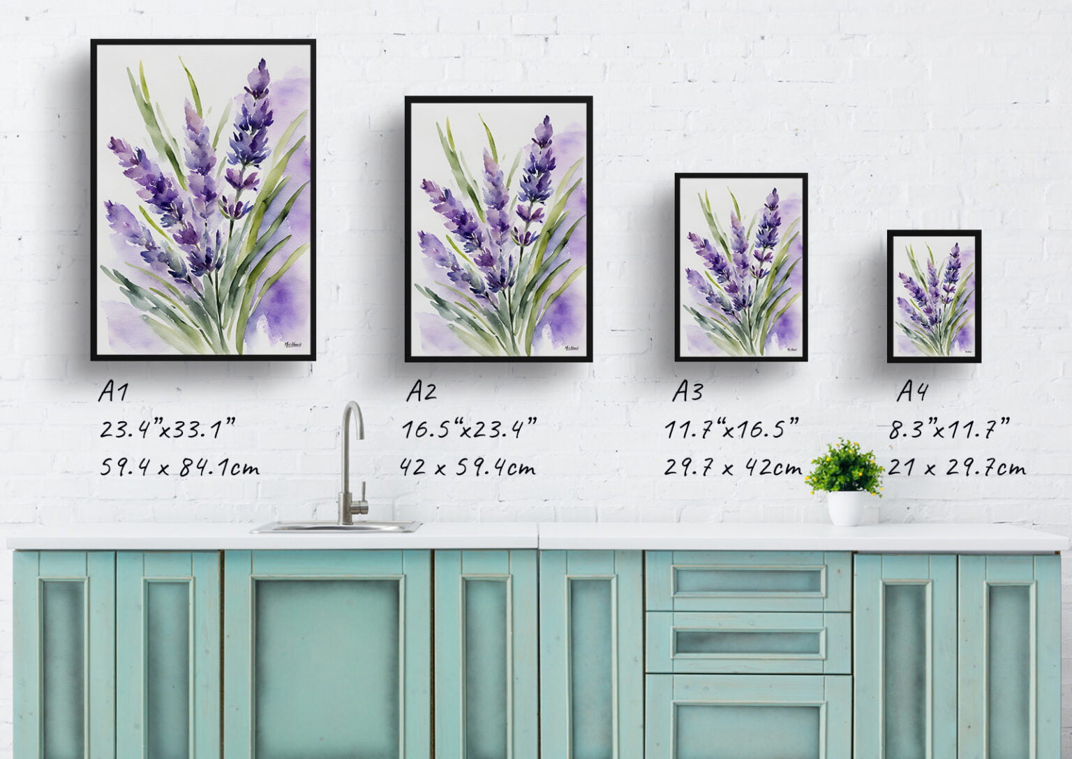 English Lavender Watercolour Botanical Art Print - Framed Plant Wall ...