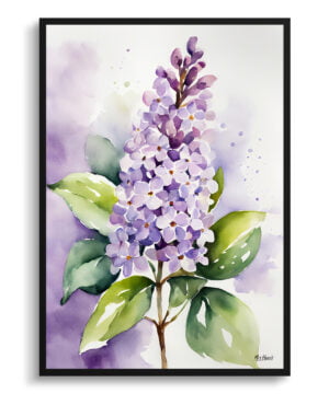 French Lilac Watercolour Botanical Art Print - Framed Plant Wall Art
