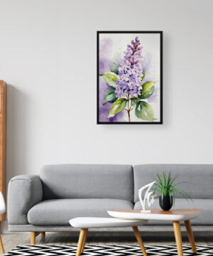 French Lilac Watercolour Botanical Art Print - Framed Plant Wall Art