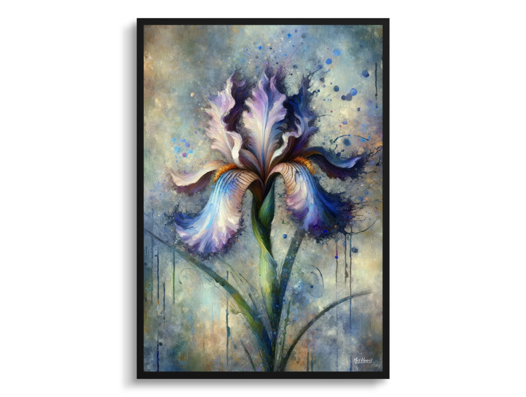 Iris (Fleur-de-lis) Oil Painting Art Print - Whimsical Modern Abstract ...
