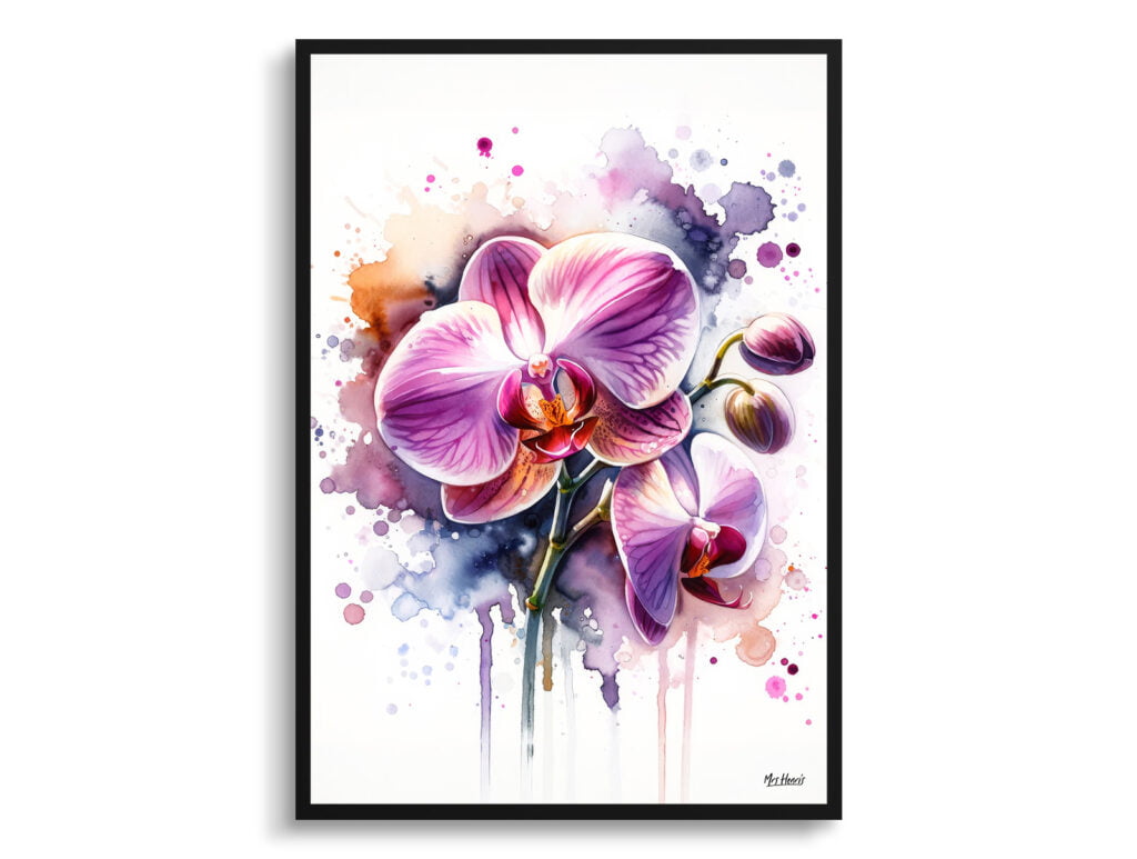 Orchid (Orchidaceae) Watercolour Botanical Art Print - Blotted Painting ...