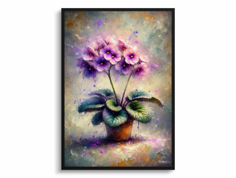 African Violet (Saintpaulia Ionantha) Oil Painting Art Print ...