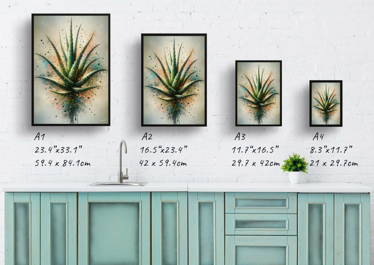 Aloe vera (Aloe barbadensis) Oil Painting Art Print - Whimsical Modern ...