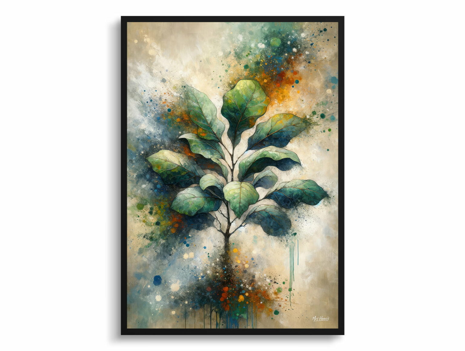 Fiddle Leaf Fig (Ficus Lyrata) Oil Painting Art Print - Whimsical ...