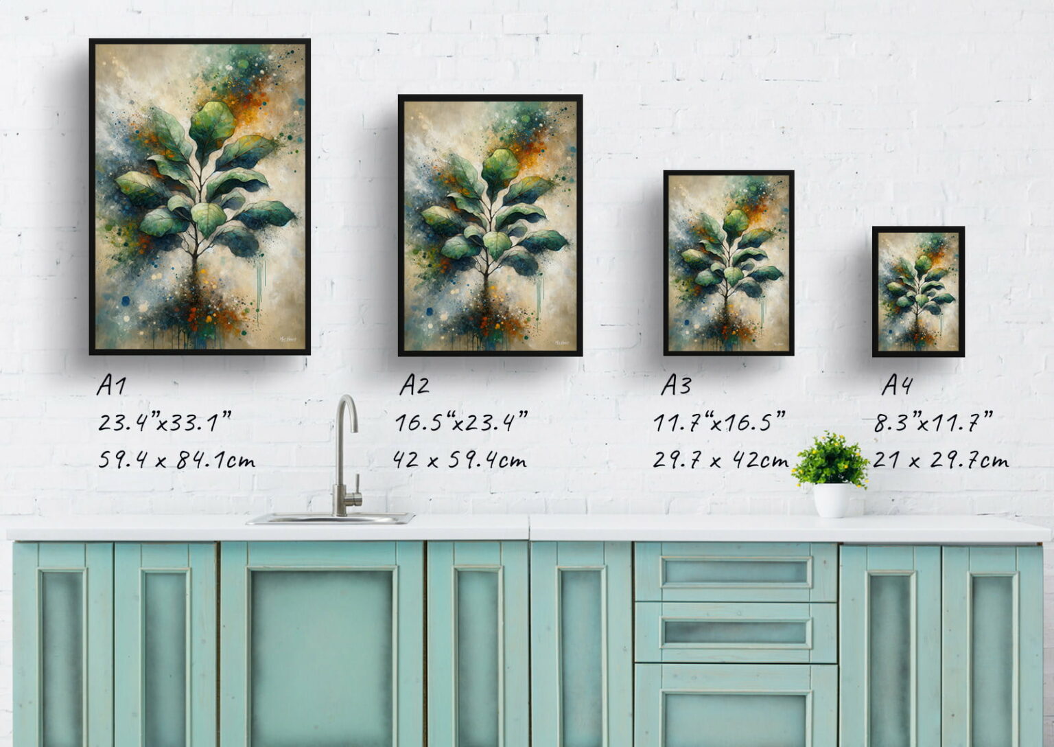 Fiddle Leaf Fig (Ficus Lyrata) Oil Painting Art Print - Whimsical ...