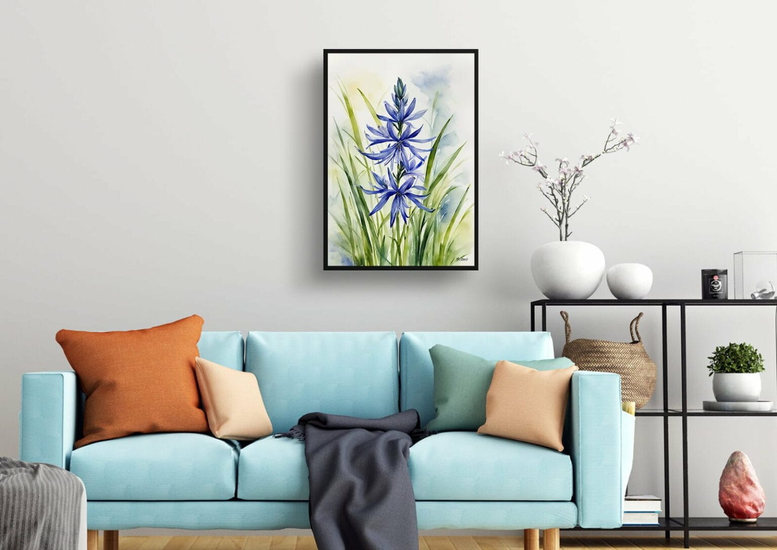 Wild Hyacinths (Camassia Leichtlinii) Watercolour Botanical Art Print ...