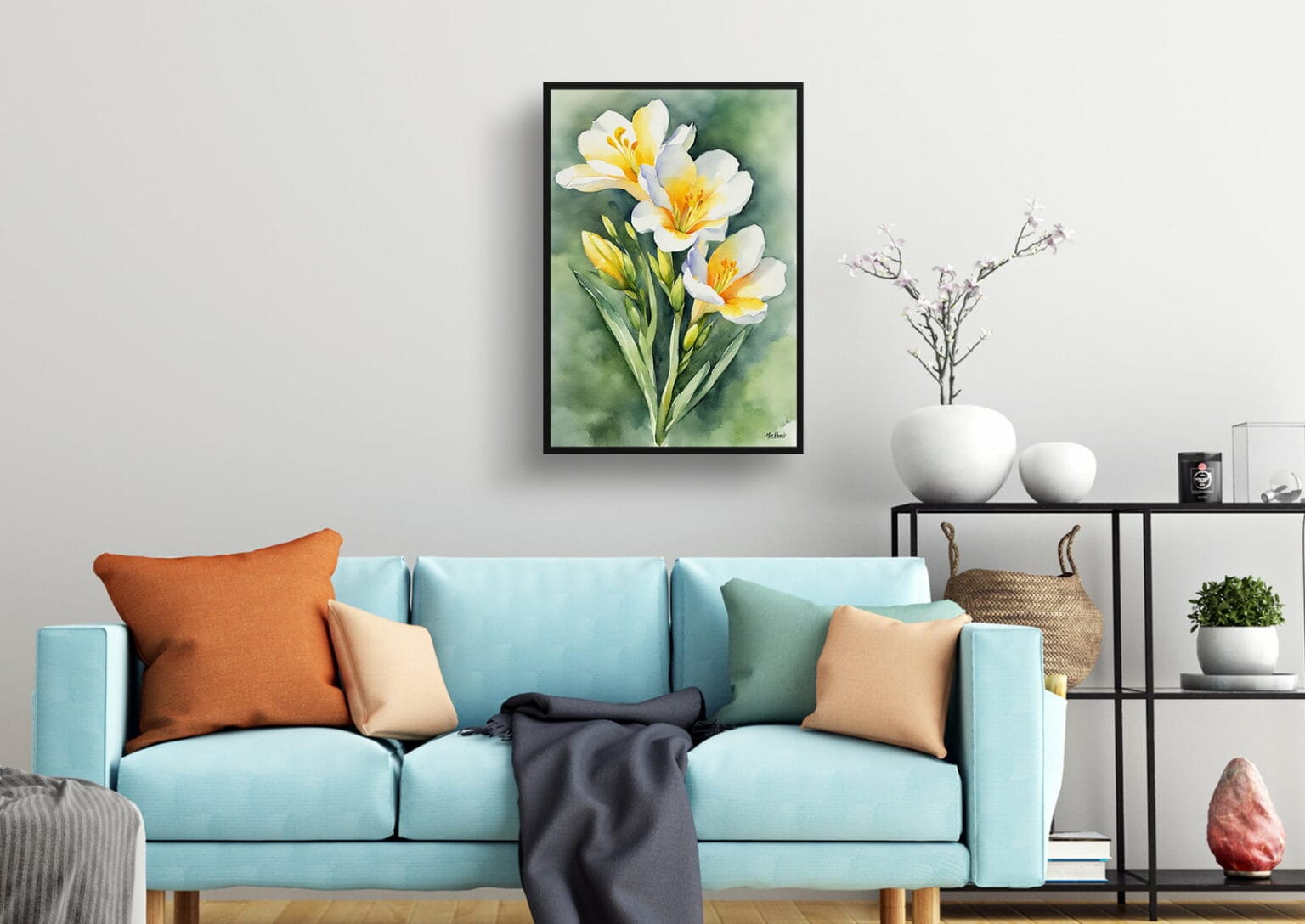 Cape-cowslip Watercolour Botanical Art Print - Freesia Framed Plant ...