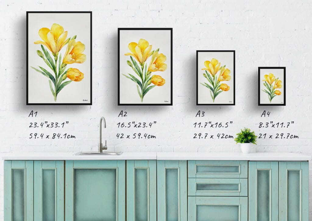 Cape-cowslip Watercolour Botanical Art Print - Freesia Minimalist ...