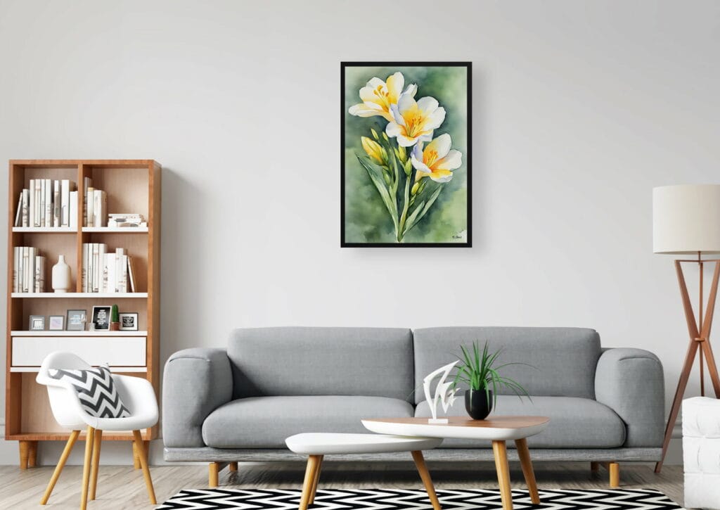 Cape-cowslip Watercolour Botanical Art Print - Freesia Framed Plant ...