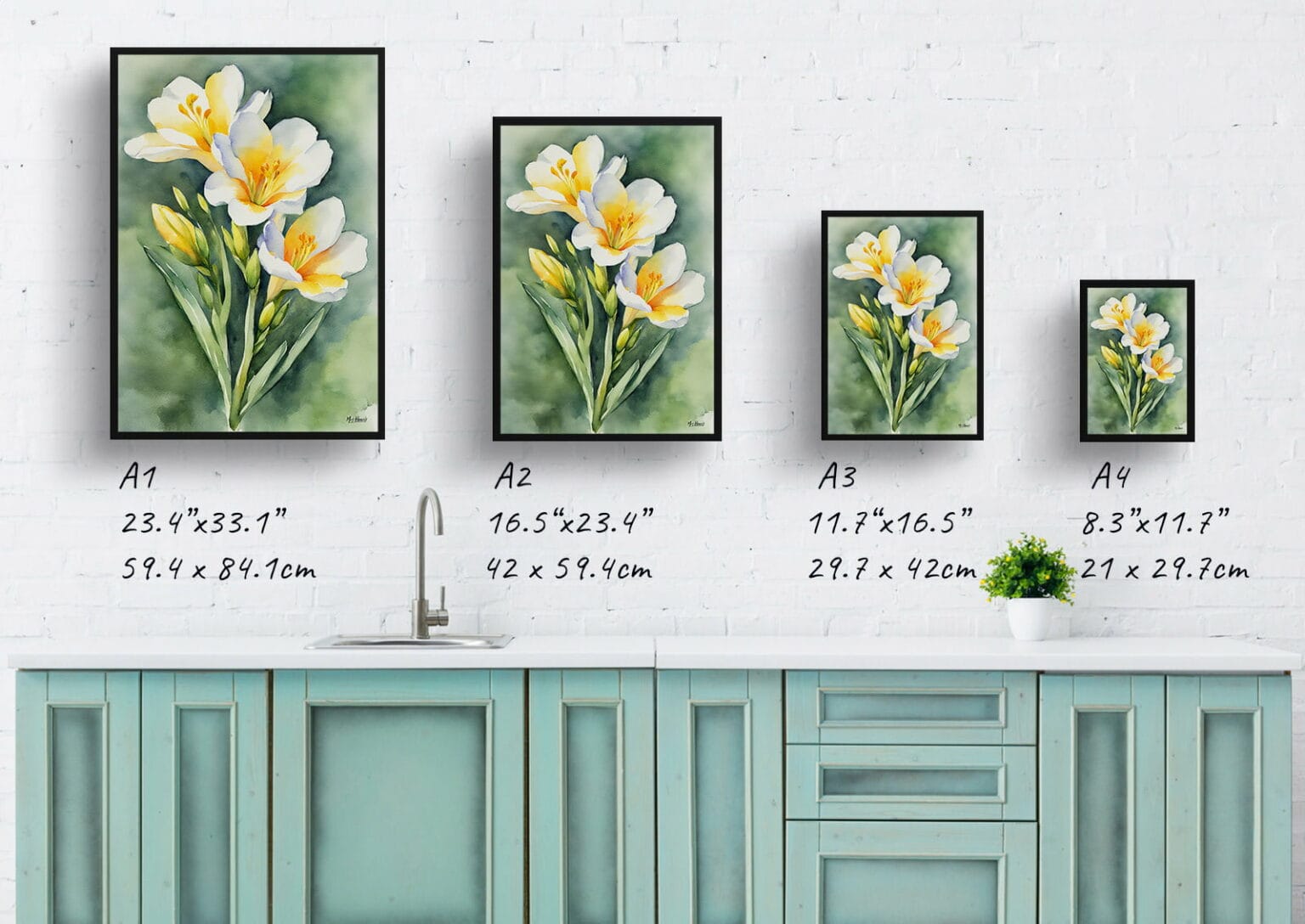 Cape-cowslip Watercolour Botanical Art Print - Freesia Framed Plant ...