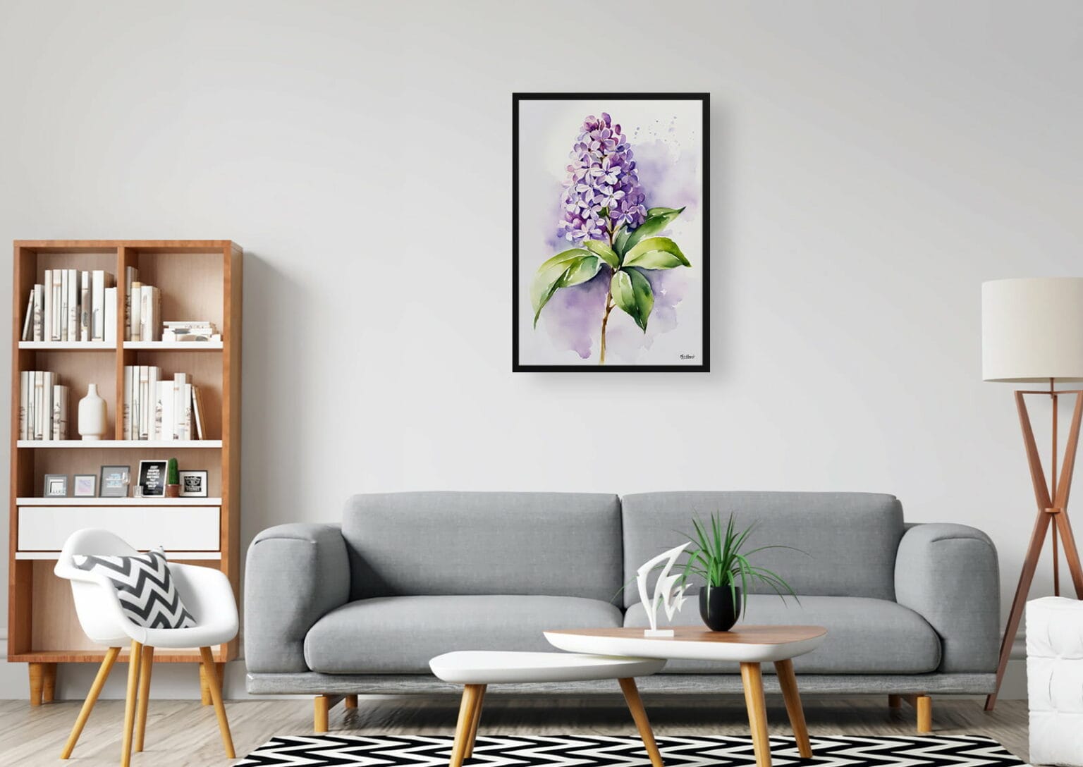 French Lilac Watercolour Botanical Art Print - Framed Plant Wall Art