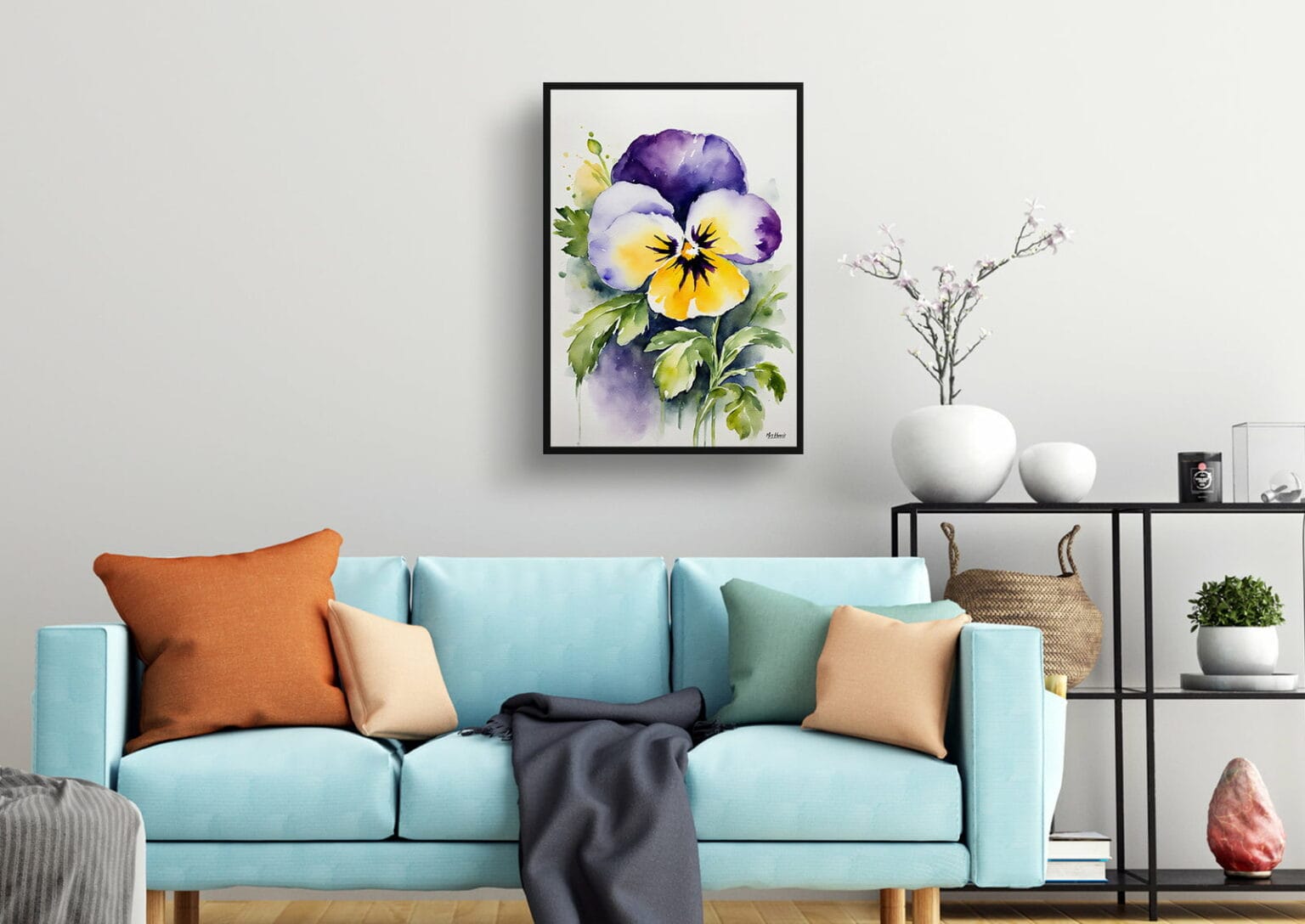 Pansy Heartsease Watercolour Botanical Art Print - Viola Framed Plant ...