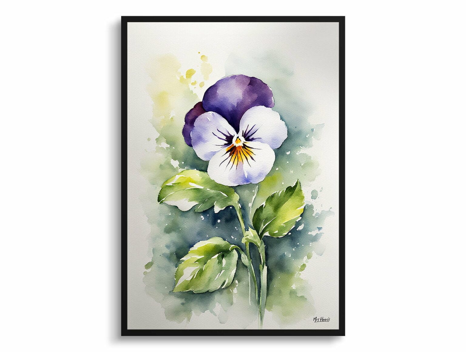 Pansy Heartsease Watercolour Botanical Art Print - Minimalist Viola ...