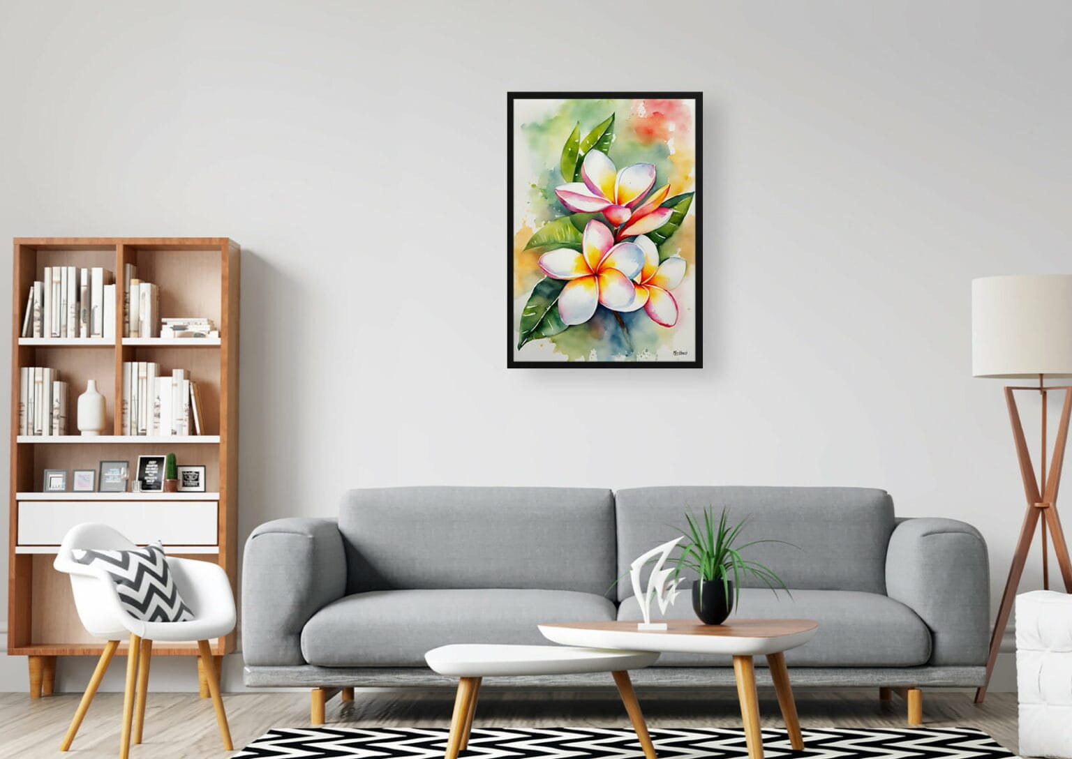 Frangipani Watercolour Botanical Art Print - Plumeria Framed Plant Wall ...