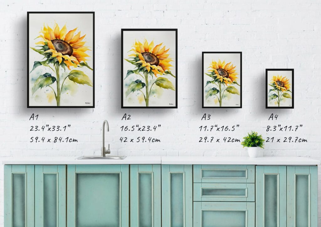 Helianthus Watercolour Botanical Art Print - Sunflower Minimalist ...