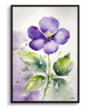 Wood Watercolour Botanical Art Print - Violet Framed Plant Wall Art ...