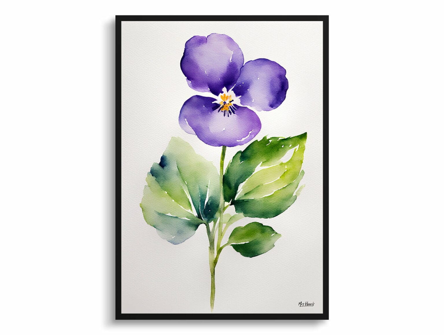 Violet Watercolour Botanical Art Print - Viola Odorata Minimalist ...