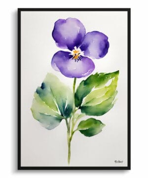 Violet Watercolour Botanical Art Print - Viola Odorata Minimalist ...