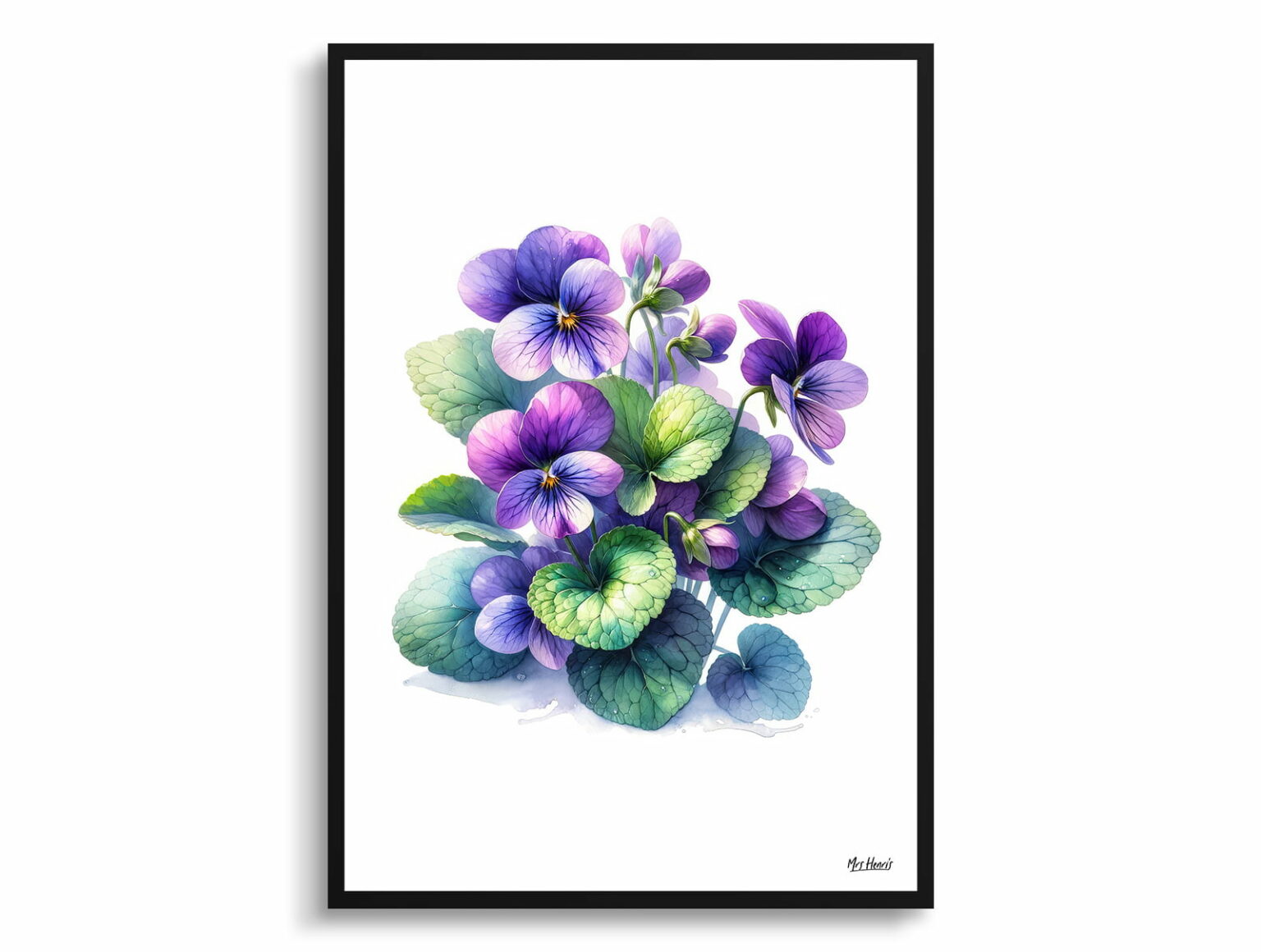 Sweet Violet (Viola odorata) Watercolour Painting Style Art Print ...