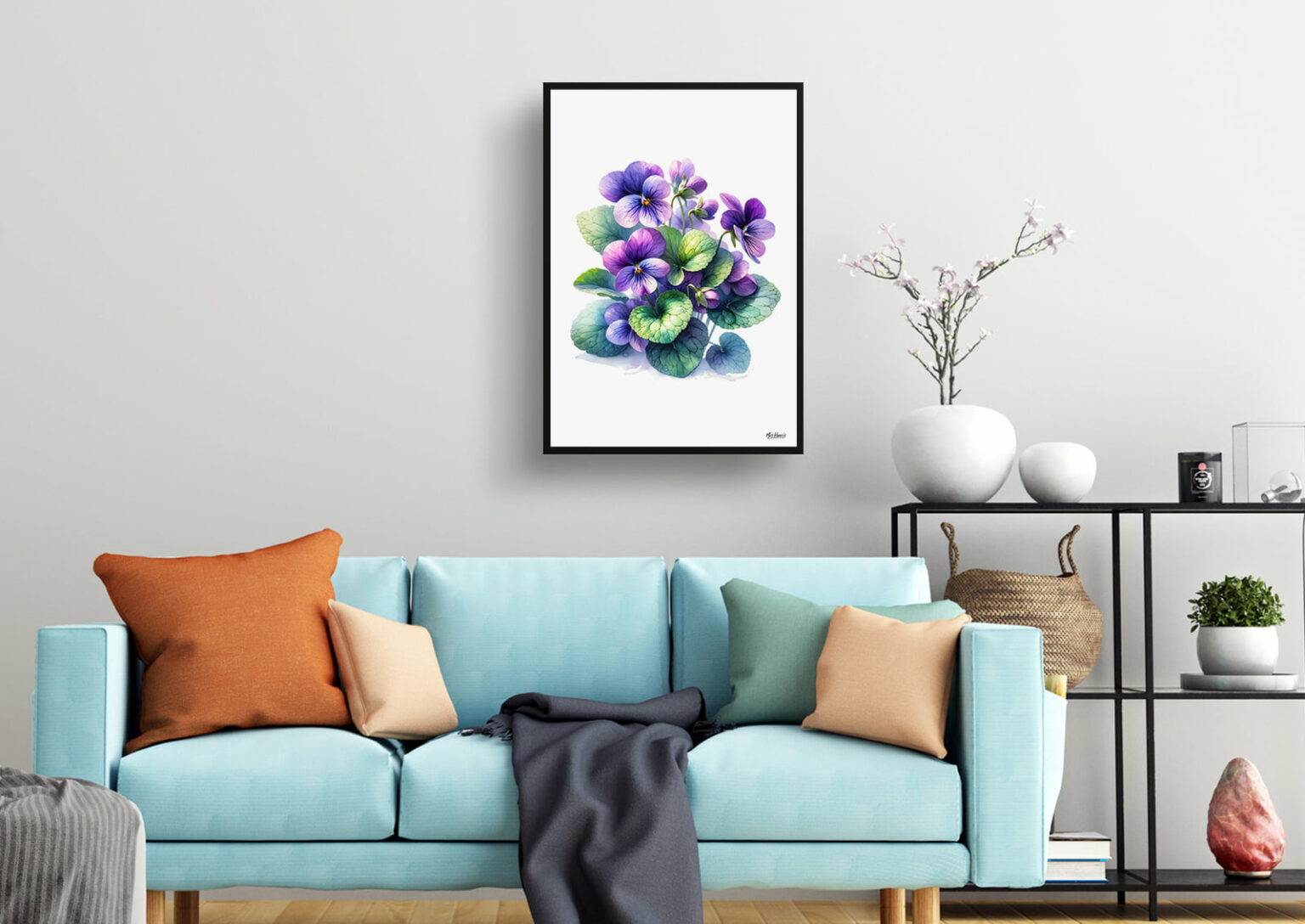 Sweet Violet (Viola odorata) Watercolour Painting Style Art Print ...